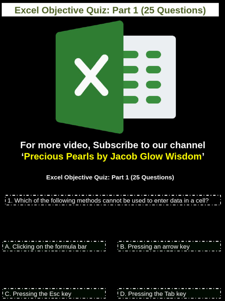 Excel Objective Quiz Part 1 | PDF | Microsoft Excel | Worksheet