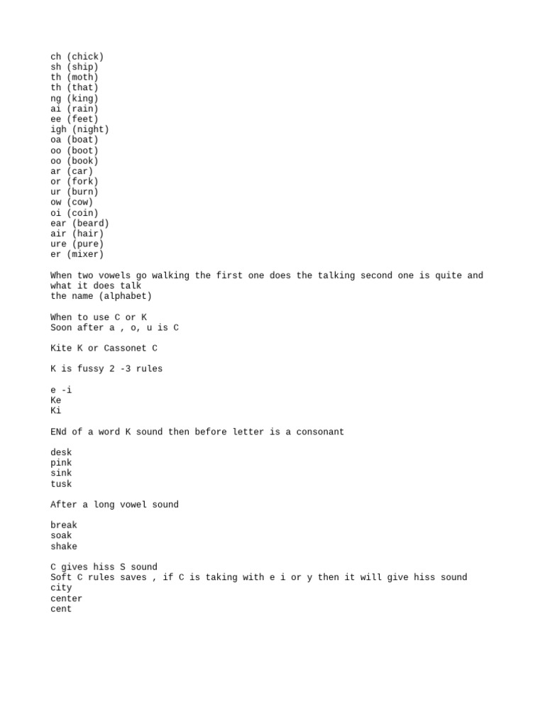 Phonics Notes Youtube | PDF