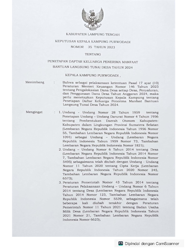 purwodadi_SK KPM BLT 2024 | PDF