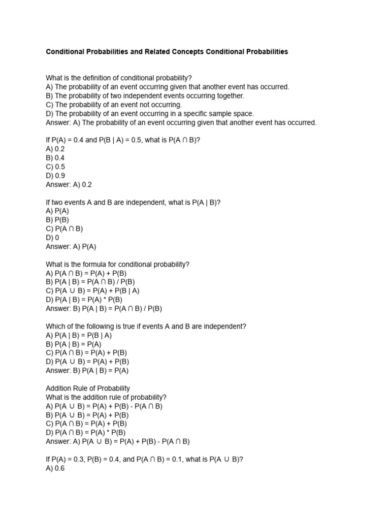 Understanding Conditional Probability Concepts | PDF | Probability ...
