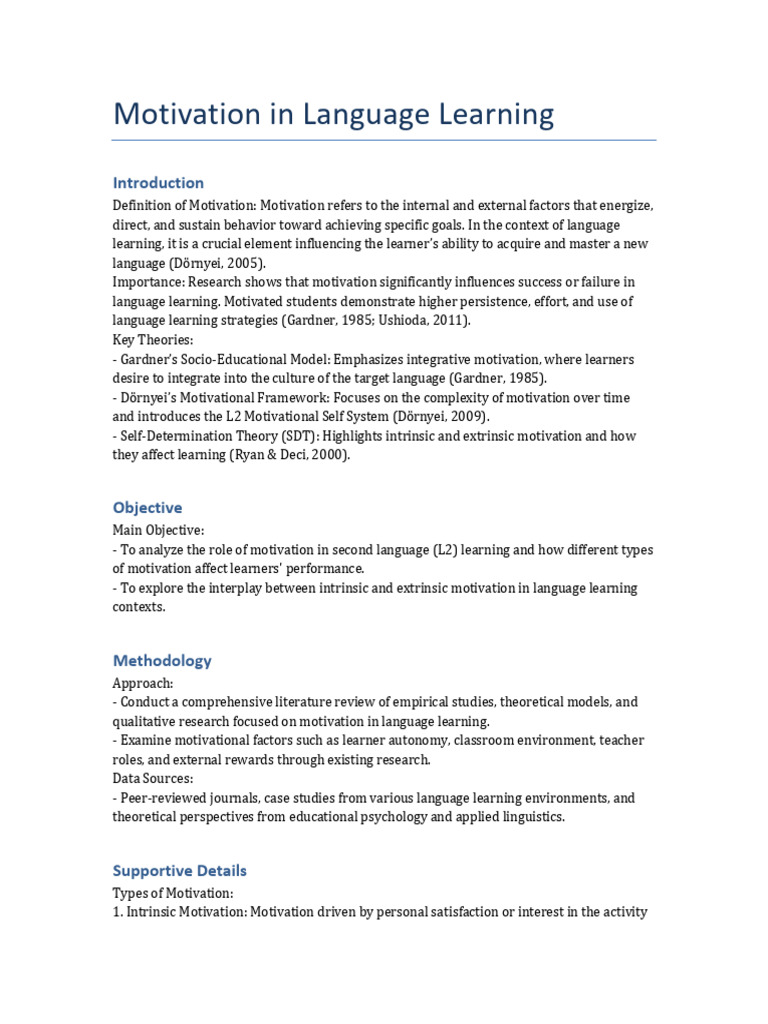 Understanding Motivation in Language Learning | PDF | Motivation ...