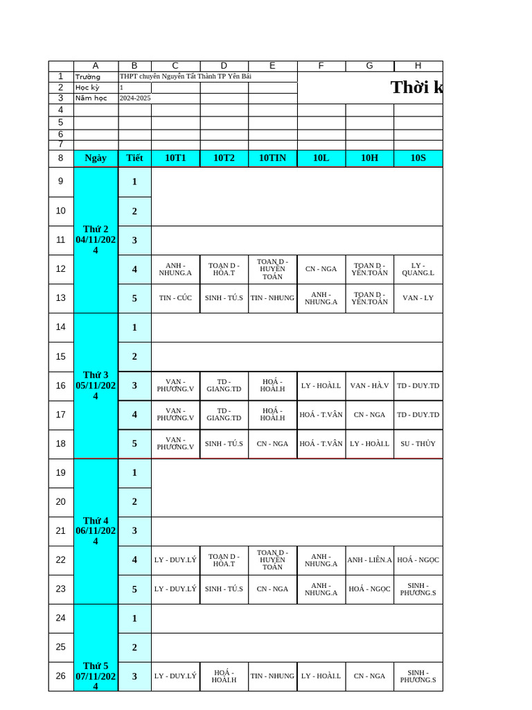 TKB - Tuần 9 | PDF