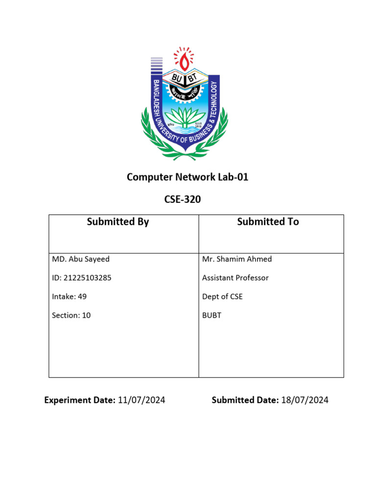 Computer Network Lab 1 | PDF | Computer Network | Information And Communications Technology