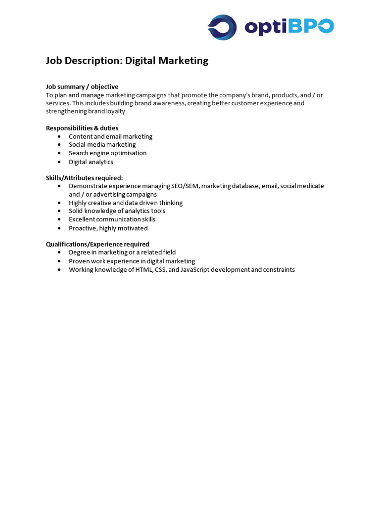 Optibpo Digital Marketing | PDF