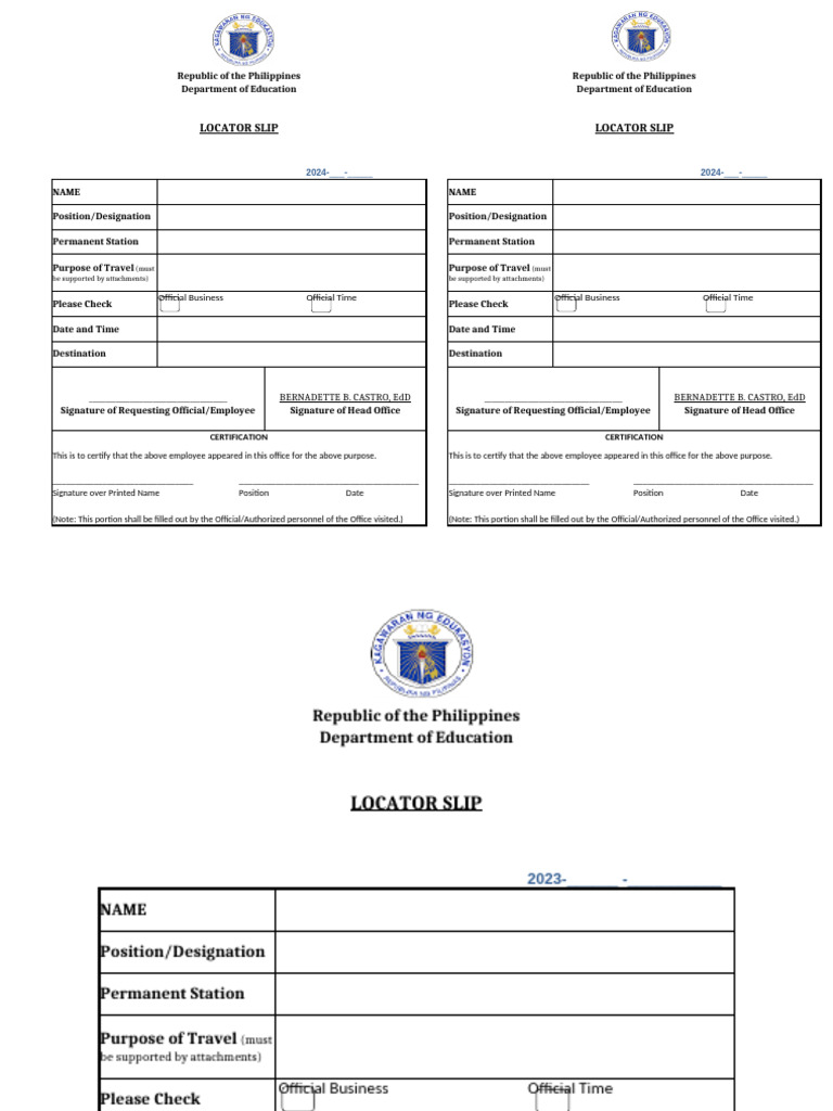Locator Slip New Format | PDF