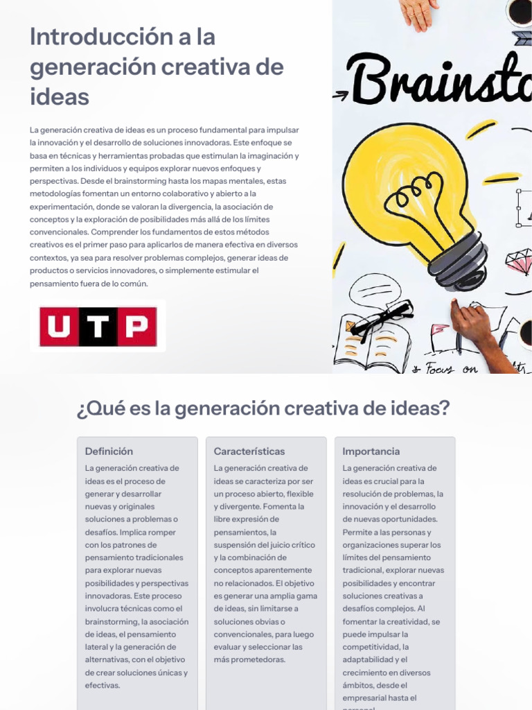 Sesion 10 Introducción A La Generación Creativa de Ideas | PDF ...