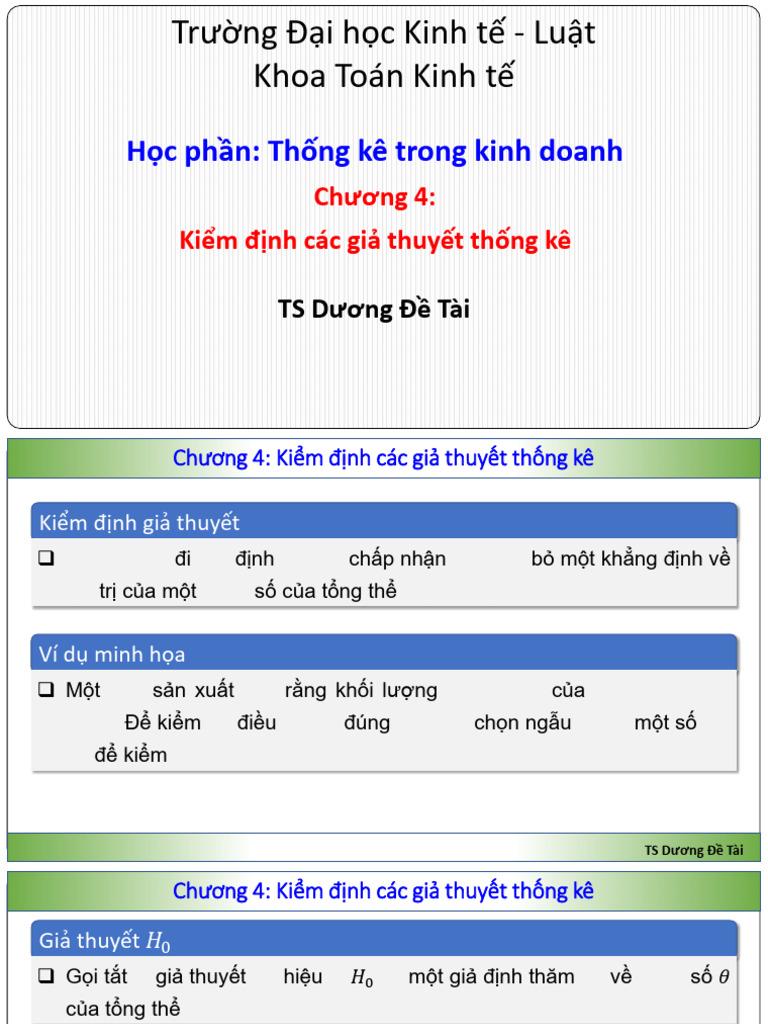 TKTKD Chuong4 Kiem Dinh Gia Thuyet Thong Ke | PDF