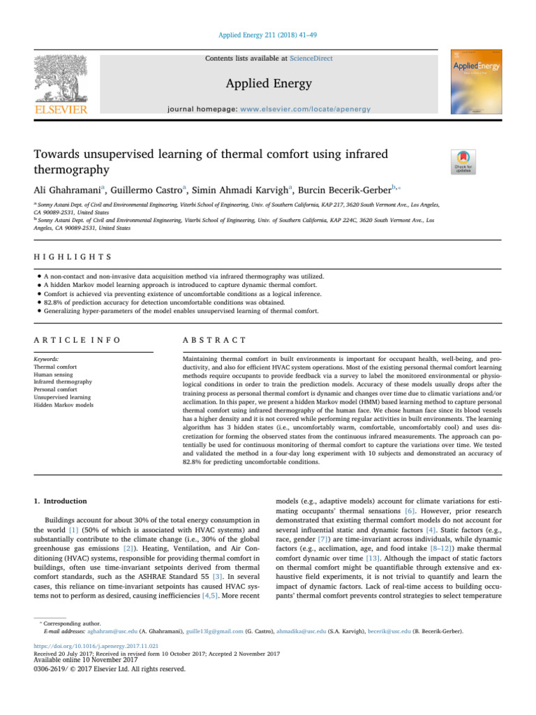 Towards unsupervised learning of thermal comfort using infrared ... Towards unsupervised learning of thermal comfort using infrared ...