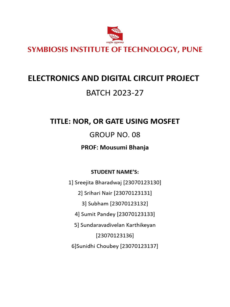 NOR, OR Gate Design with MOSFETs | PDF | Logic Gate | Cmos