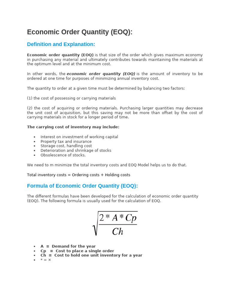 Understanding Economic Order Quantity (EOQ) | PDF | Inventory | Economies