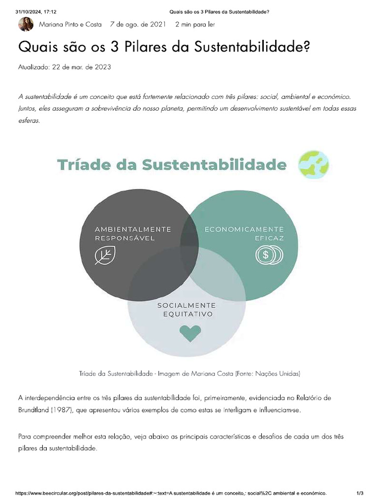 3 Pilares Da Sustentabilidade | PDF