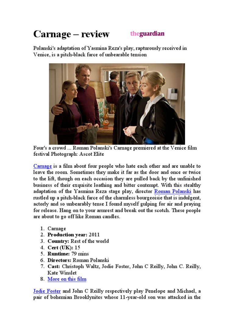 Carnage Review | PDF | Films Directed | Leisure