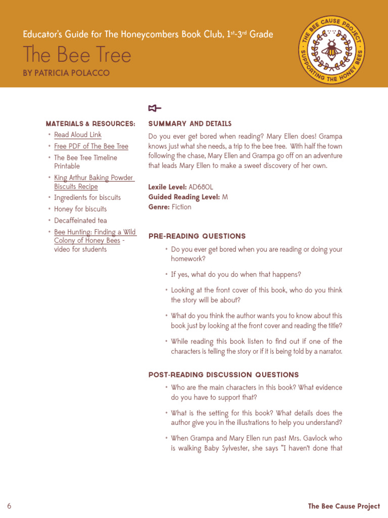 The Bee Tree Book Club Guide | PDF | Biscuit | Bees