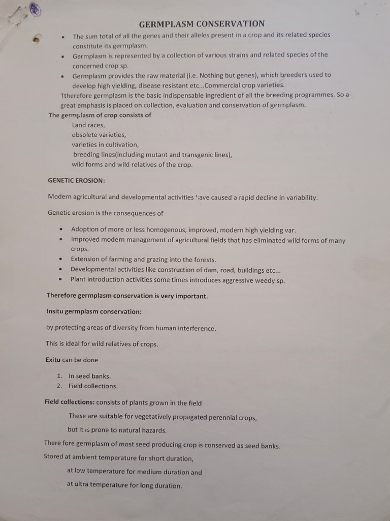 Germplasm Conservation PBT-202 | PDF | Freezing | Biology