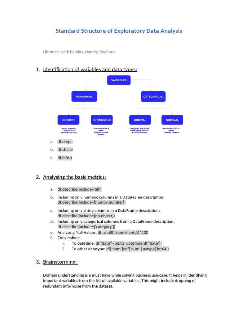 Standard Structure of Exploratory Data Analysis | PDF | Quartile ...