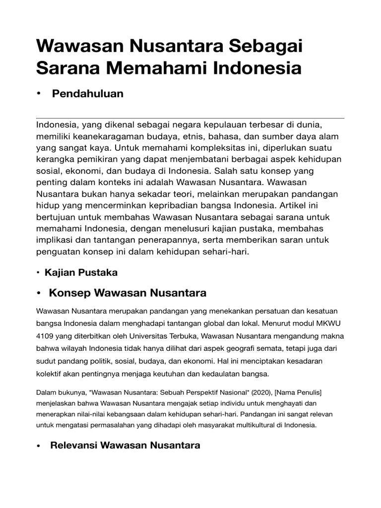 Wawasan Nusantara Sebagai Sarana Memahami Indonesia | PDF