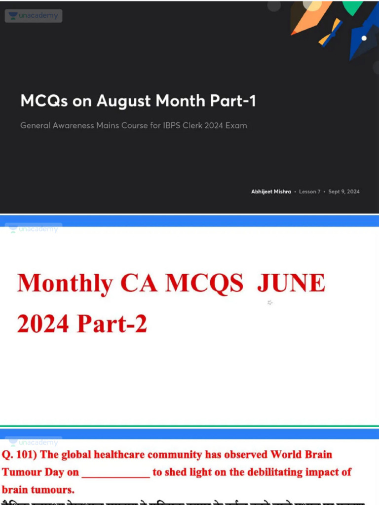 MCQs On August Month Part-1 | PDF