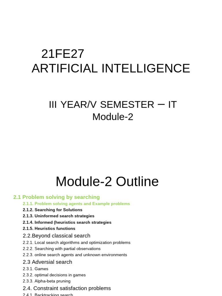 21FE27 Artificial Intelligence - : III Year/V Semester IT Module-2 | PDF | Applied Mathematics ...