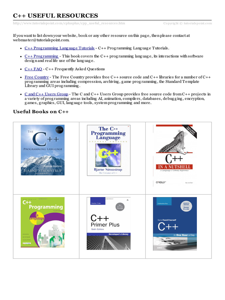 Cpp Useful Resources Pdf