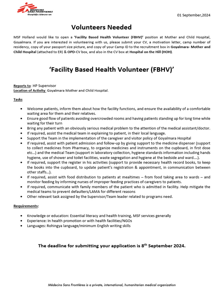 BD CBTM Announcement FBHV 01092024 | PDF | Hospital | Patient