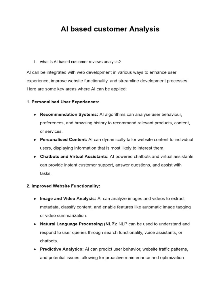 AI Based Customer Analysis | PDF | Artificial Intelligence | Intelligence (AI) & Semantics