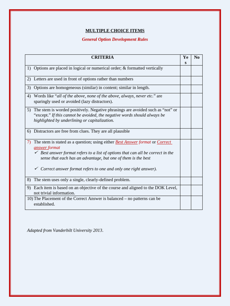 MC Checklist | PDF | Career & Growth