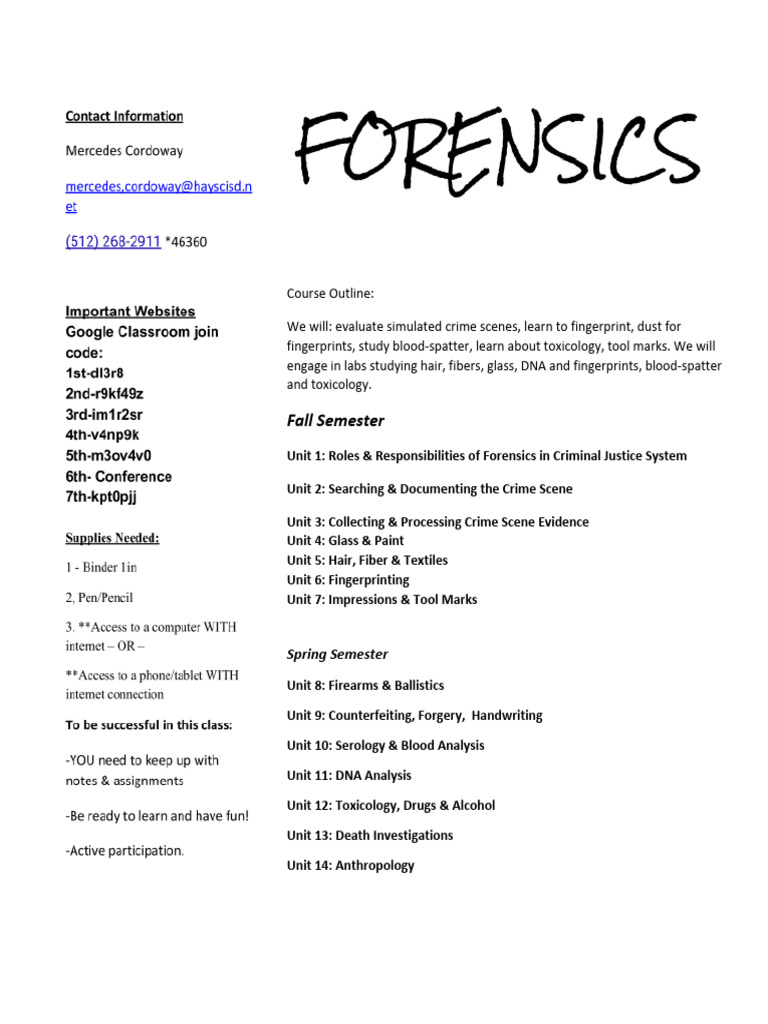 Forensic Science Syllabus | PDF