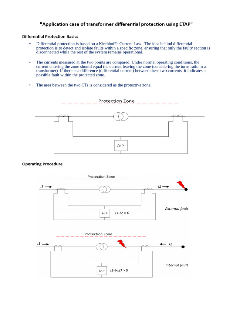 Application Case of Transformer Differential Protection Using ETAP | PDF | Transformer | Relay