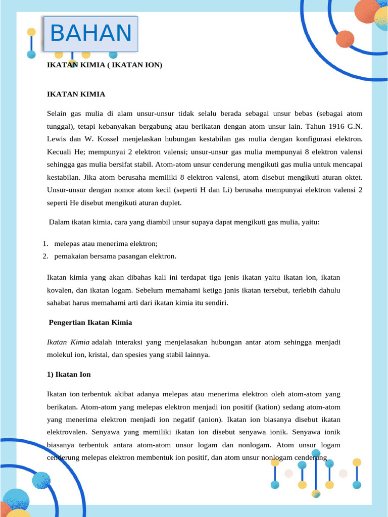 Bahan Ajar Ikatan Kimia | PDF | Seni | Teknologi & Rekayasa
