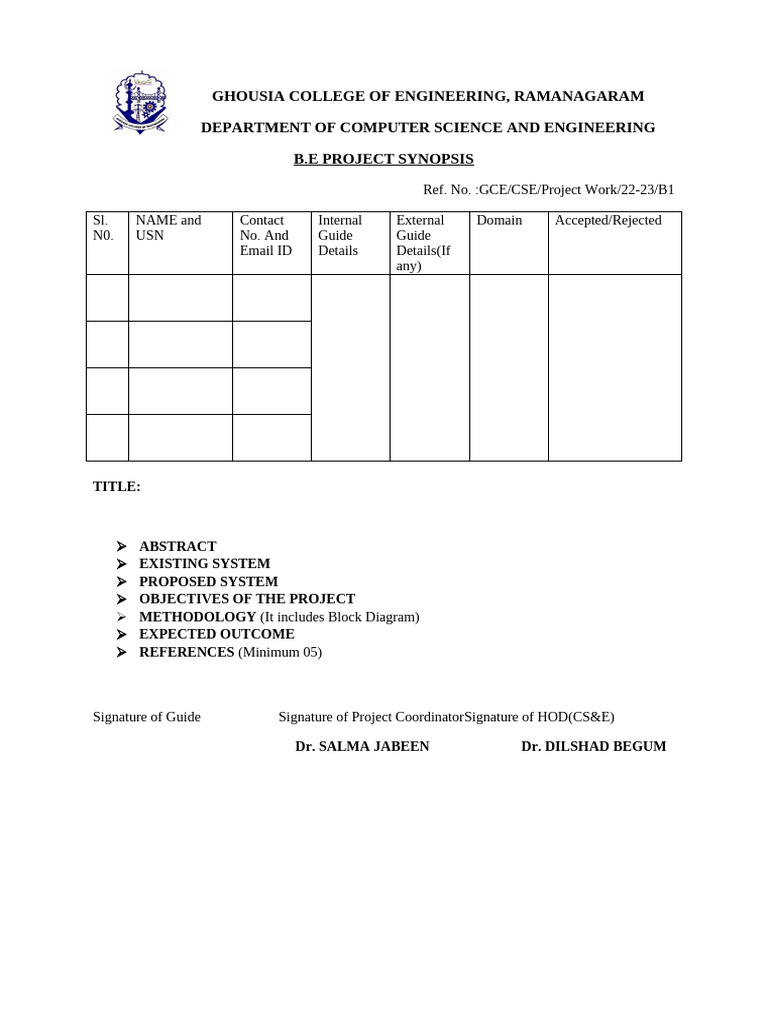 Synopsis format | PDF