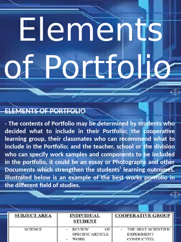 Elements of Portfolio | PDF