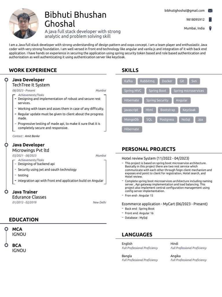 Bibhuti Ghoshal Resume | PDF | Software Design | Information Technology Management
