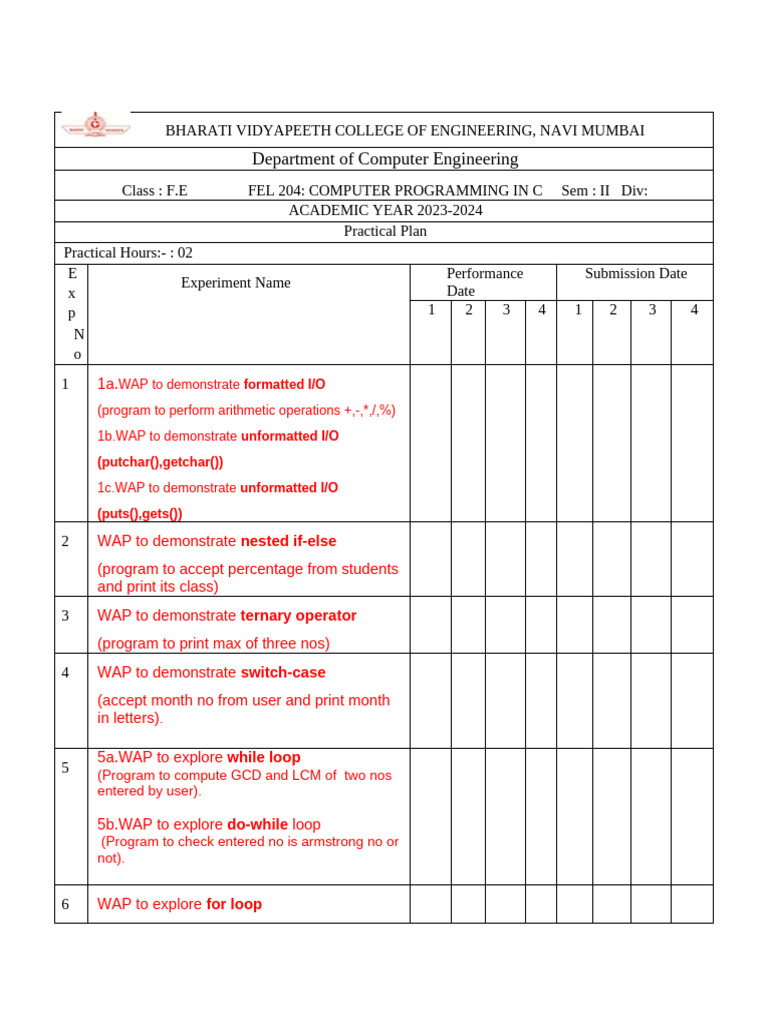 C Programming Practicals Guide | PDF | Pointer (Computer Programming ...