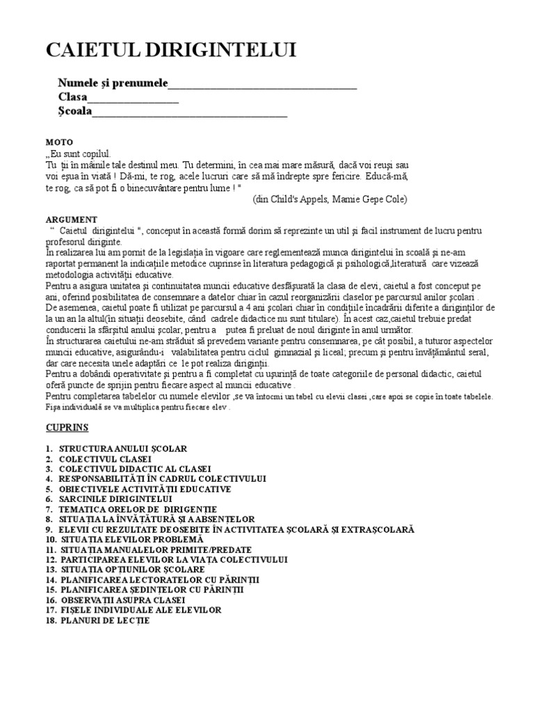 Caietul Dirigintelui.2 | PDF