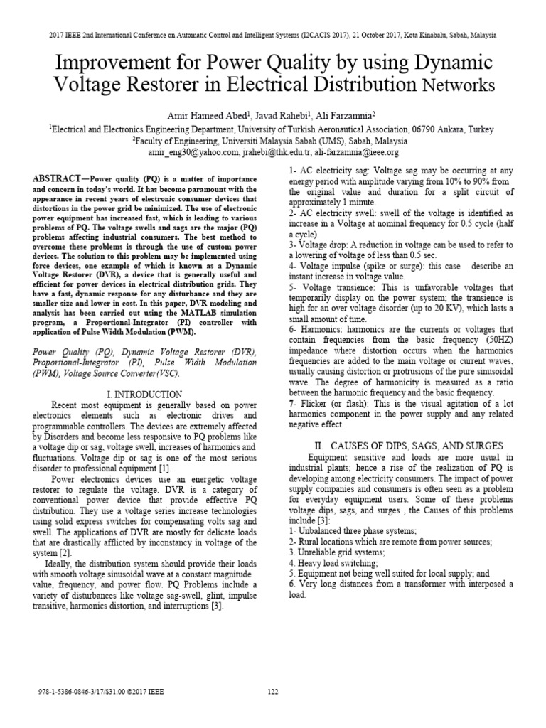 Improvement For Power Quality by Using Dynamic Voltage Restorer in Electrical Distribution ...