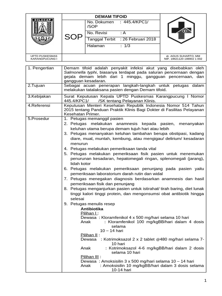 Sop Demam Tifoid Fix | PDF