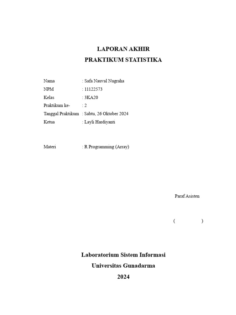 Laporan Akhir Praktikum Statistika | PDF