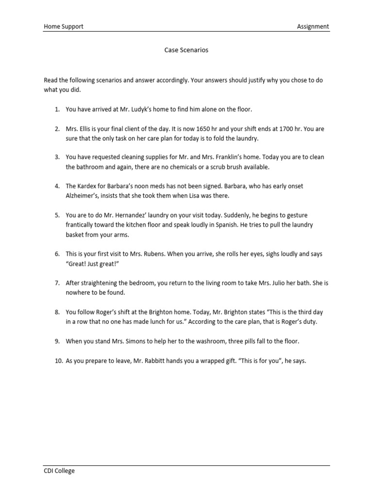 HSP4 v1-0 Practical Assignment Case Scenarios 2020-1231 | PDF | Mystery ...