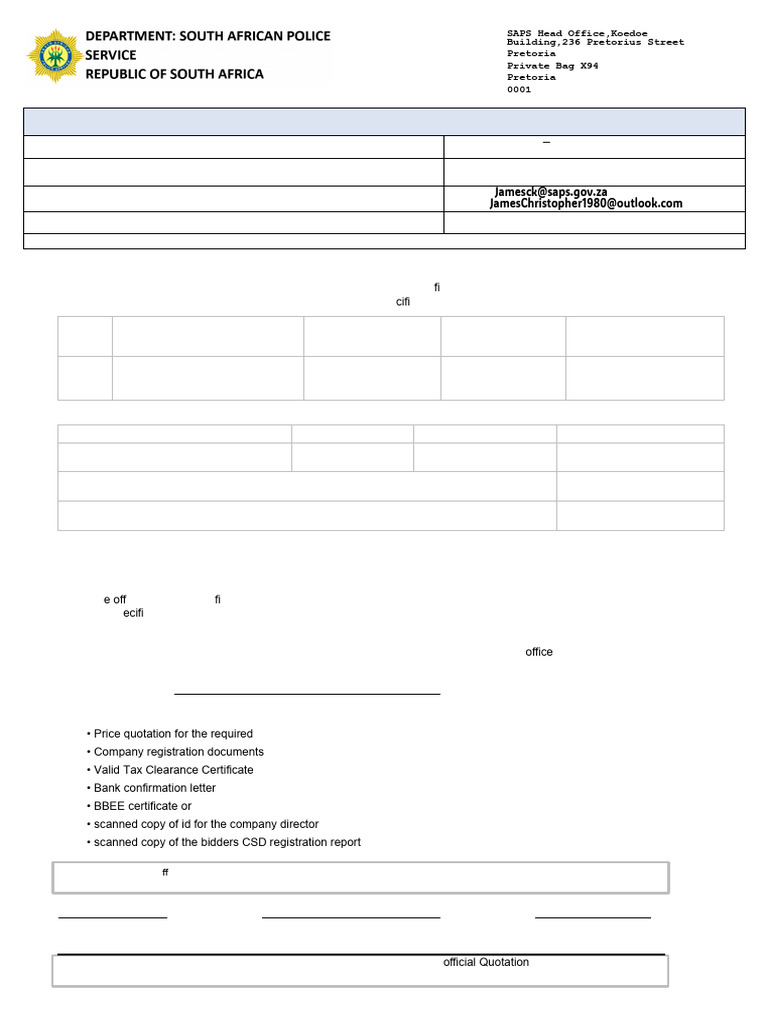 SA - Request For Quotation - SAPS 13000 SONIC400GT | PDF