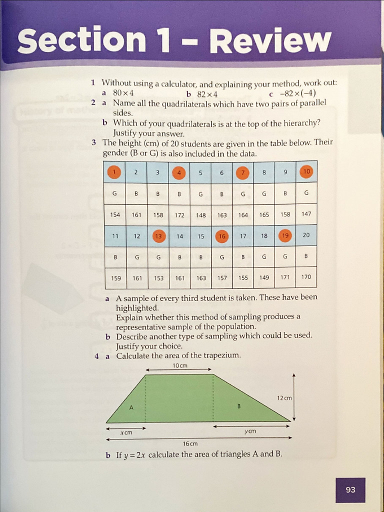 Math Grade 8 - Section 1 Review | PDF