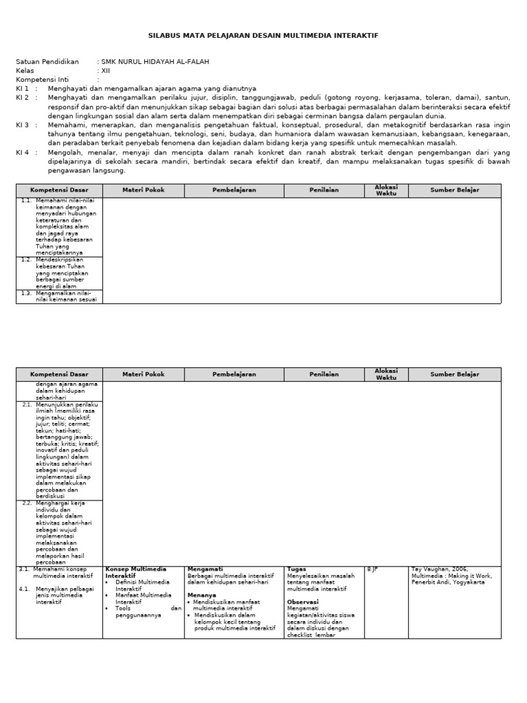 Silabus Desain Multimedia Interaktif | PDF