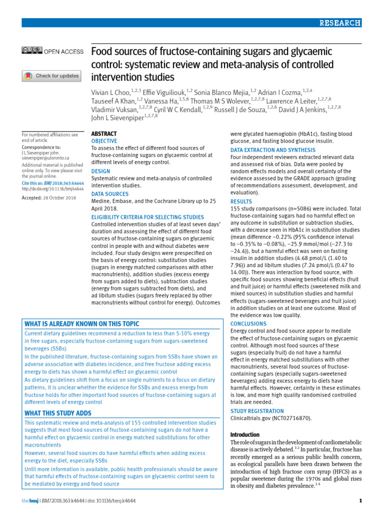 Food Sources of Fructose | PDF | Fructose | Carbohydrates
