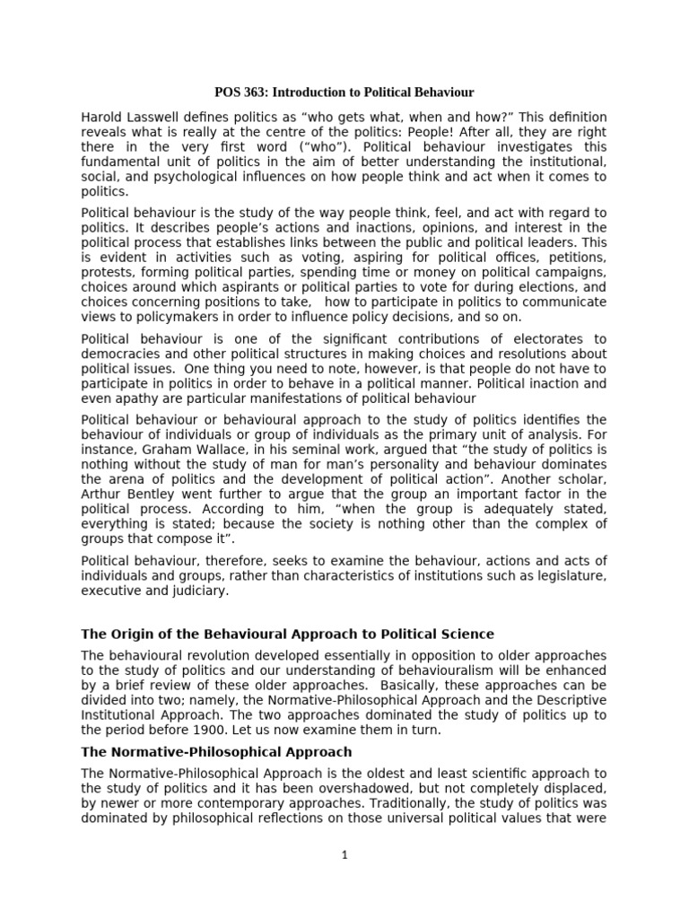 POS 363 Intro To Pol Behaviour PDF Justice Crime Violence