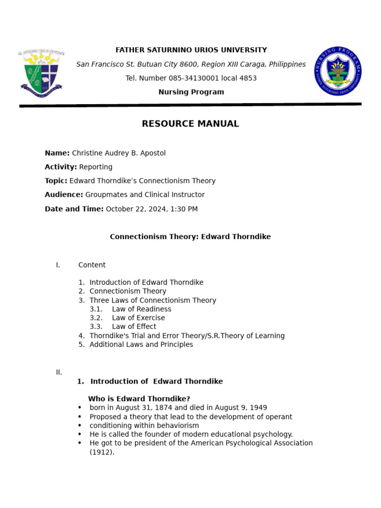 Father Saturnino Urios University | PDF | Learning | Behavioural Sciences