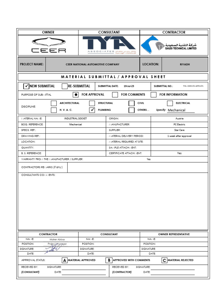 INDUSTRIAL SOCKET -TYA- CEER-STL-MTR-071 | PDF