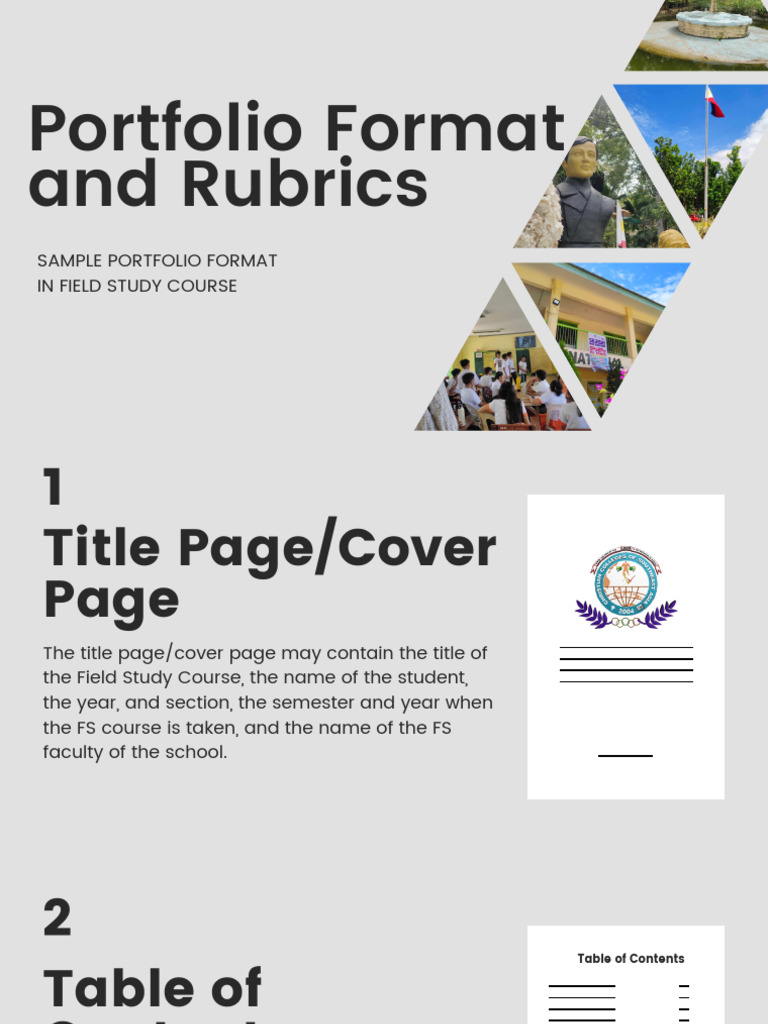 FS Portfolio Format and Rubrics | PDF | Rubric (Academic) | Cognition