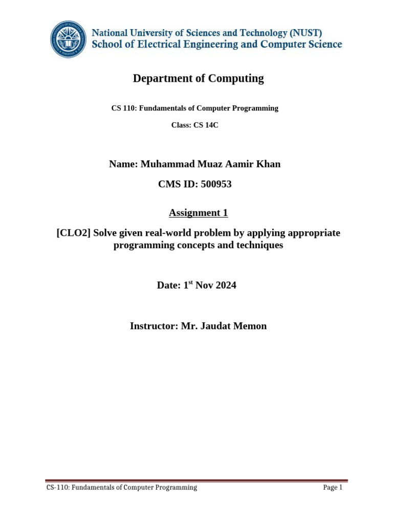 14C Assignment1 Muhammad Muaz Aamir Khan | PDF | Interest | Applied Mathematics