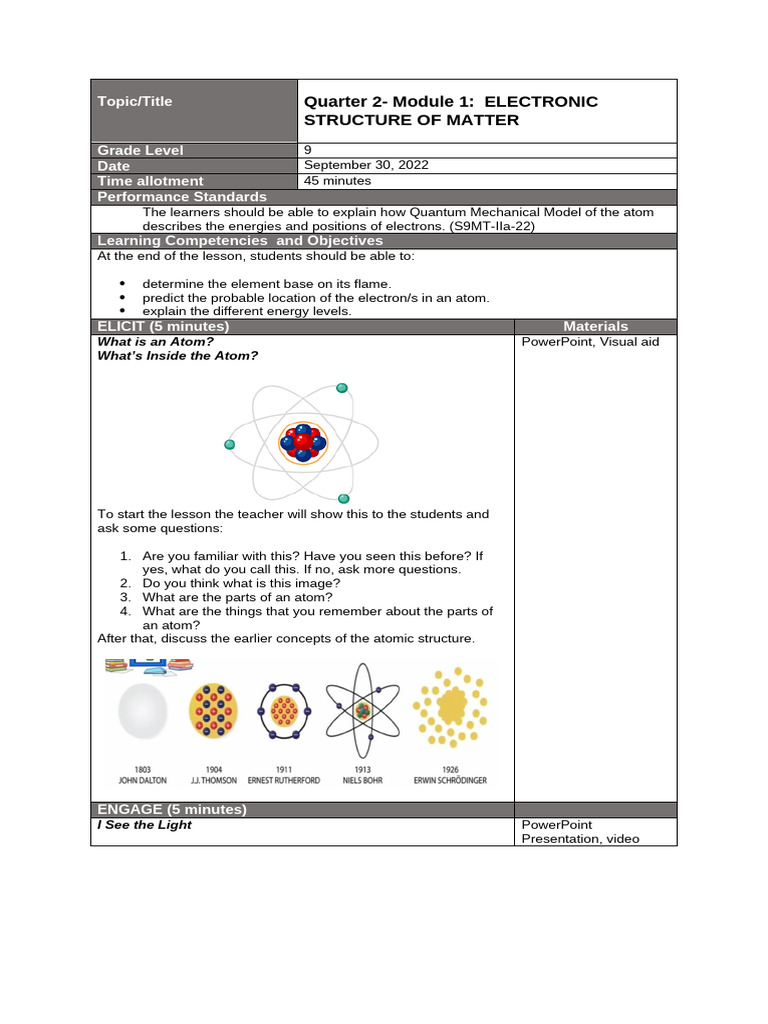 7e S Electronic Structure of Matter | PDF | Atomic Orbital | Energy Level