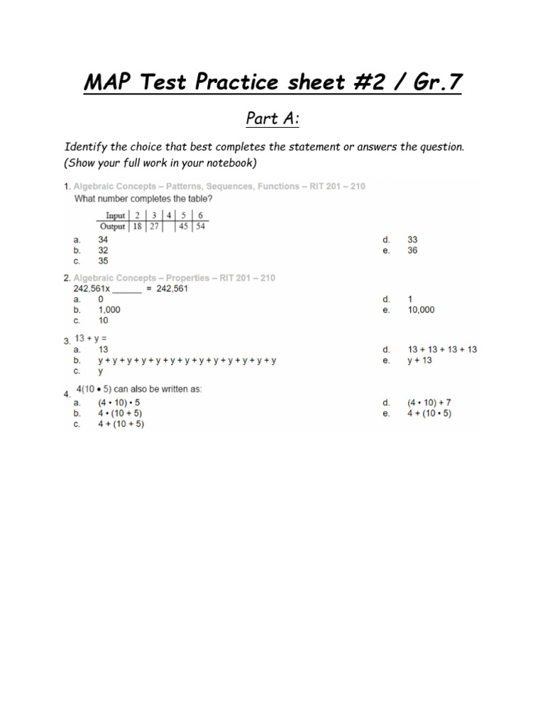 MAP Practcie#2 | PDF