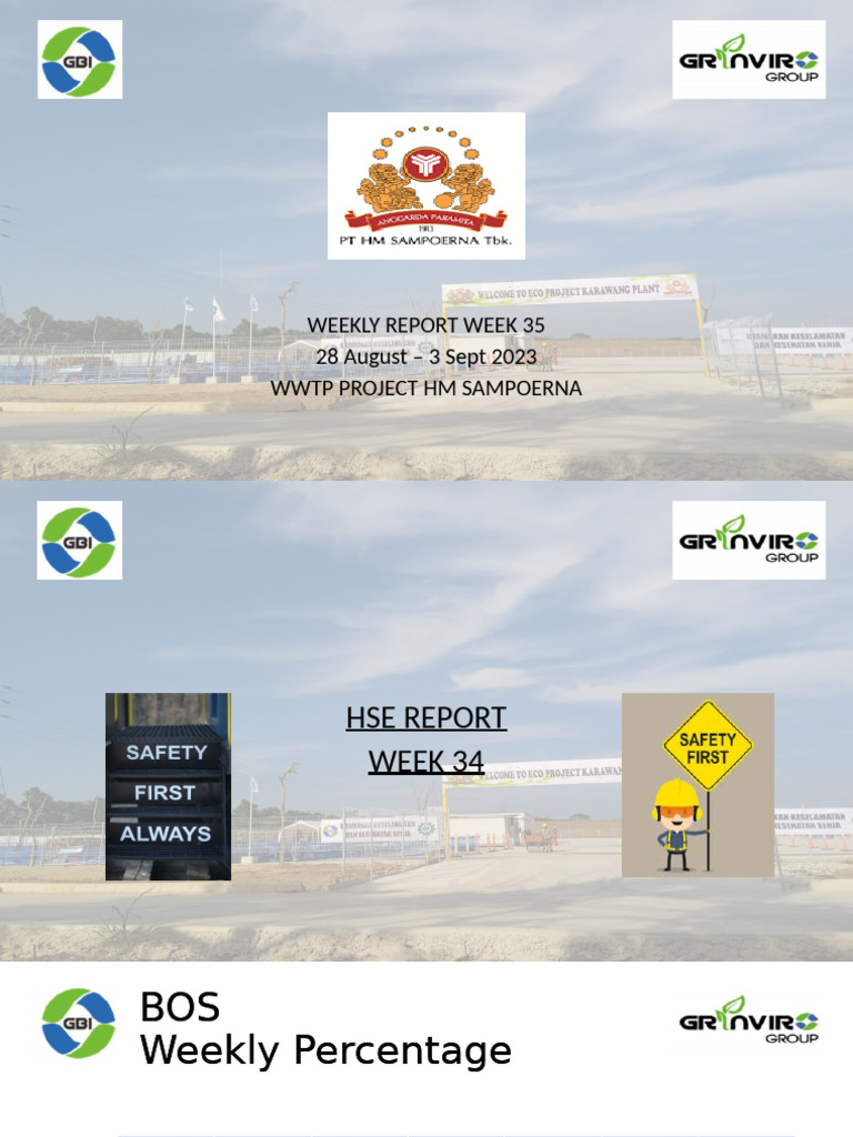 WWTP Project HSE Report Week 35 | PDF | Sewage Treatment | Safety